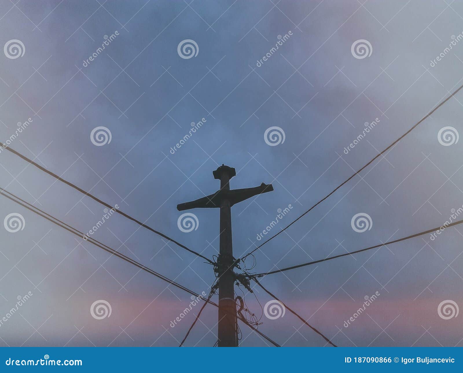 Power Lines in the City. Electric Cables Attached To a Street Power ...