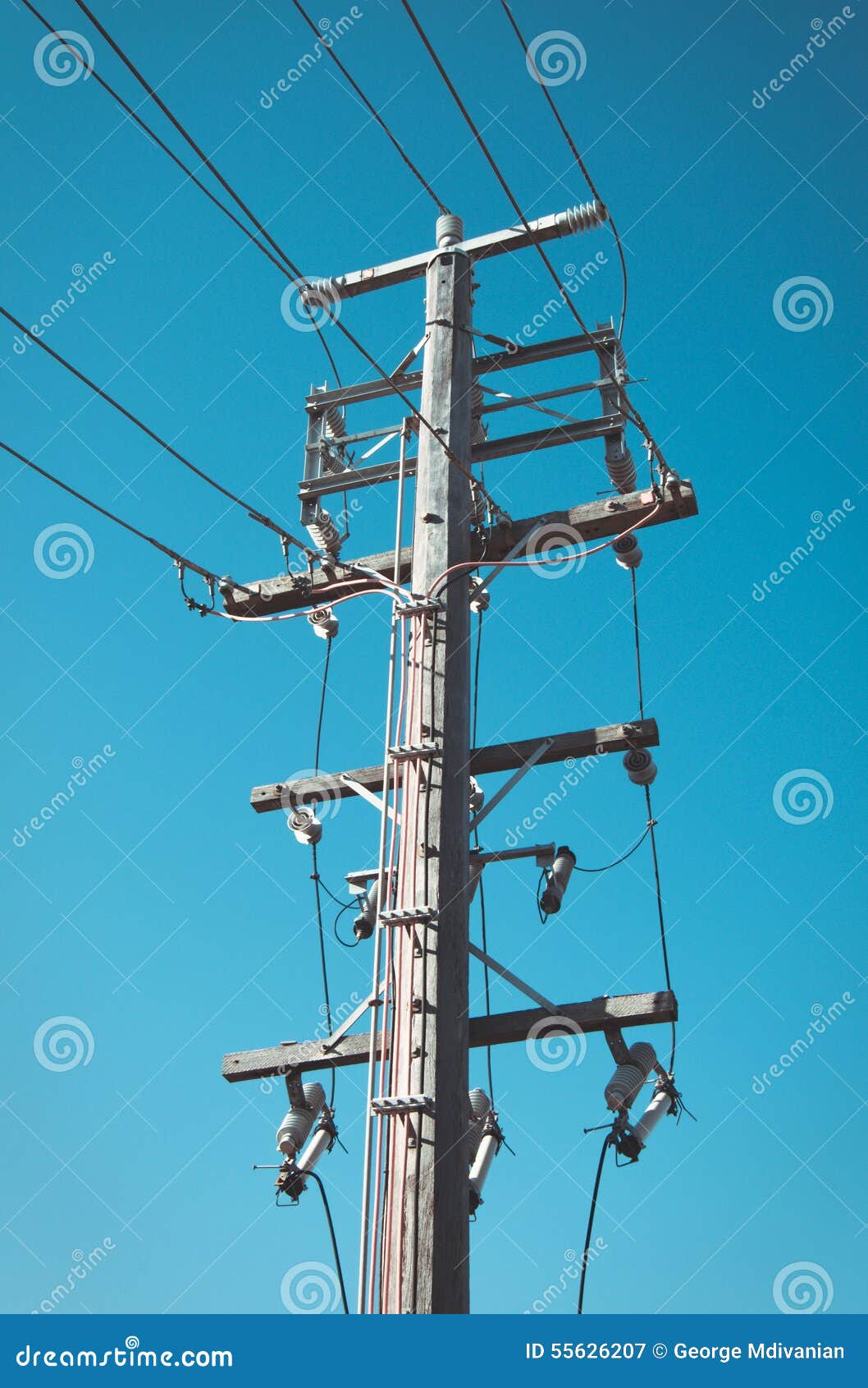 Power lines stock image. Image of engineering, metal - 55626207