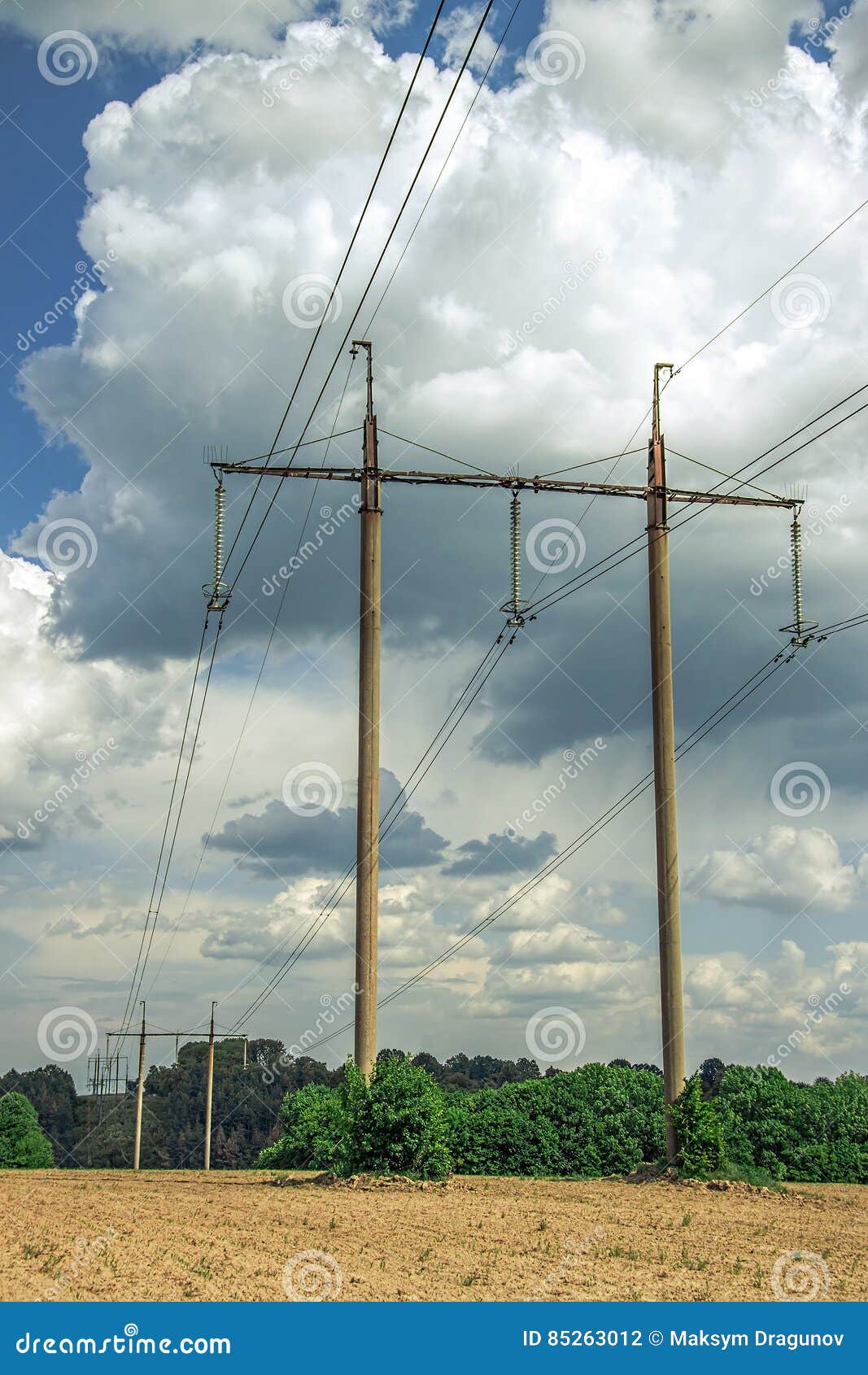 Power lines in countryside stock photo. Image of landscape - 85263012