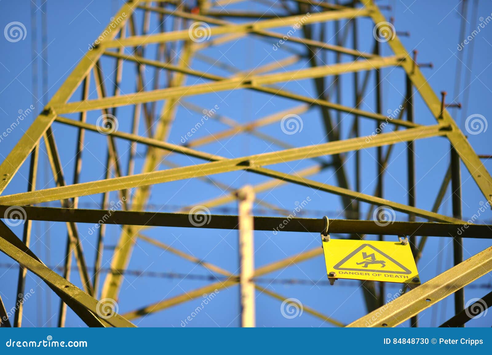 Power stock photo. Image of pylon, sign, metal, wires - 84848730