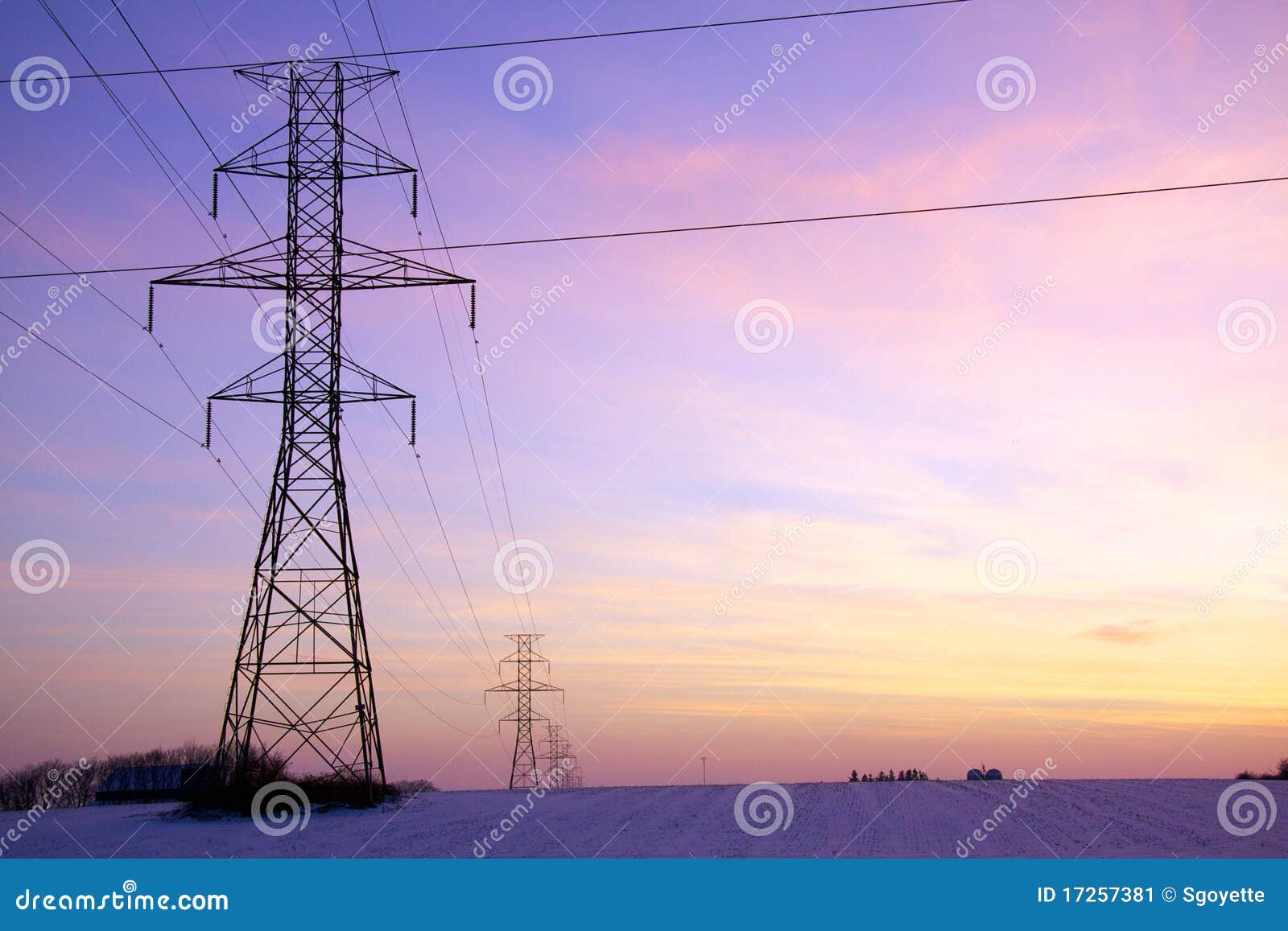 Power Lines through a Farmer S Field with Snow 03 Stock Image - Image ...