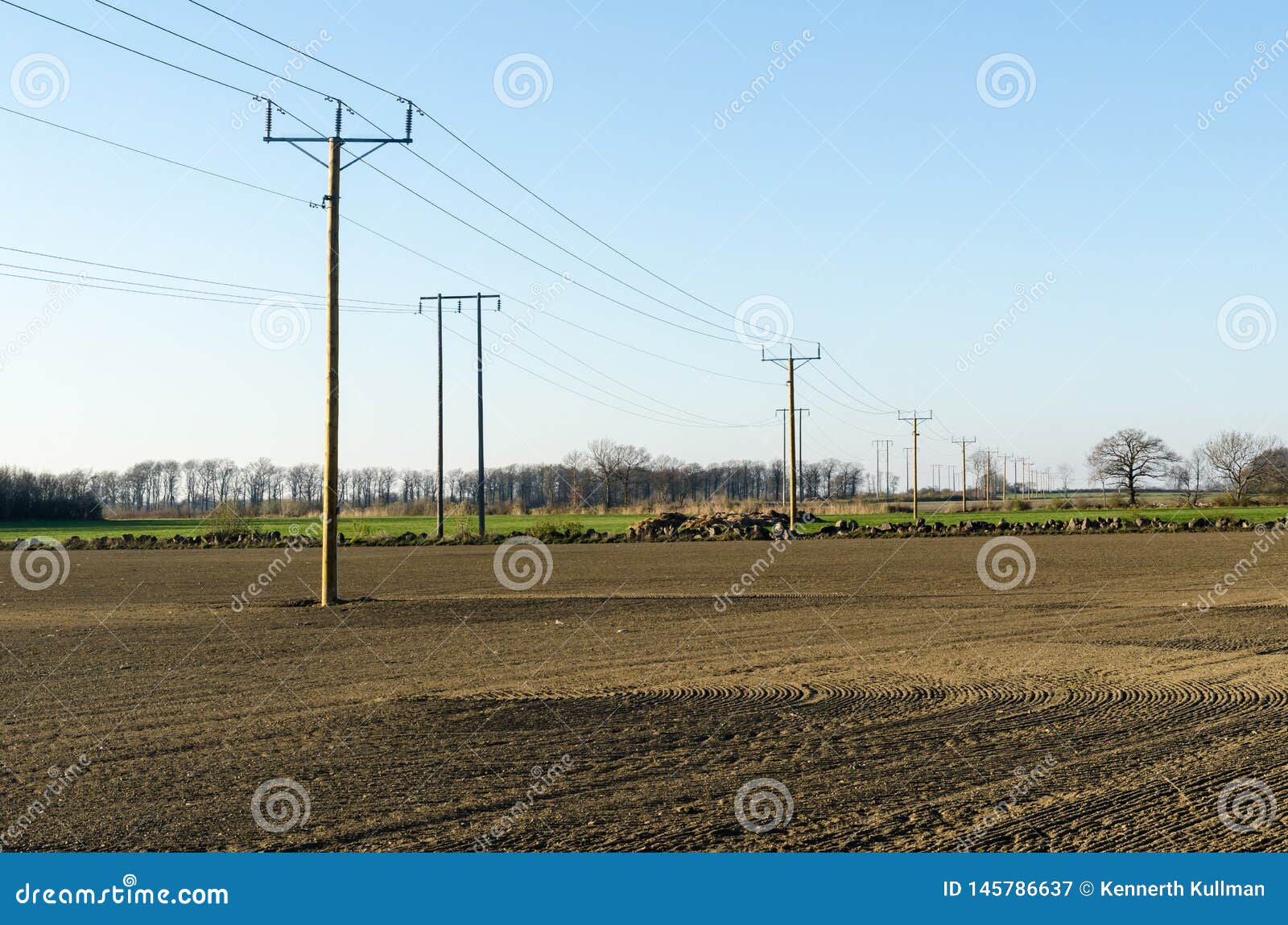 Power Lines in Farmers Fields Stock Image - Image of equipment, energy ...