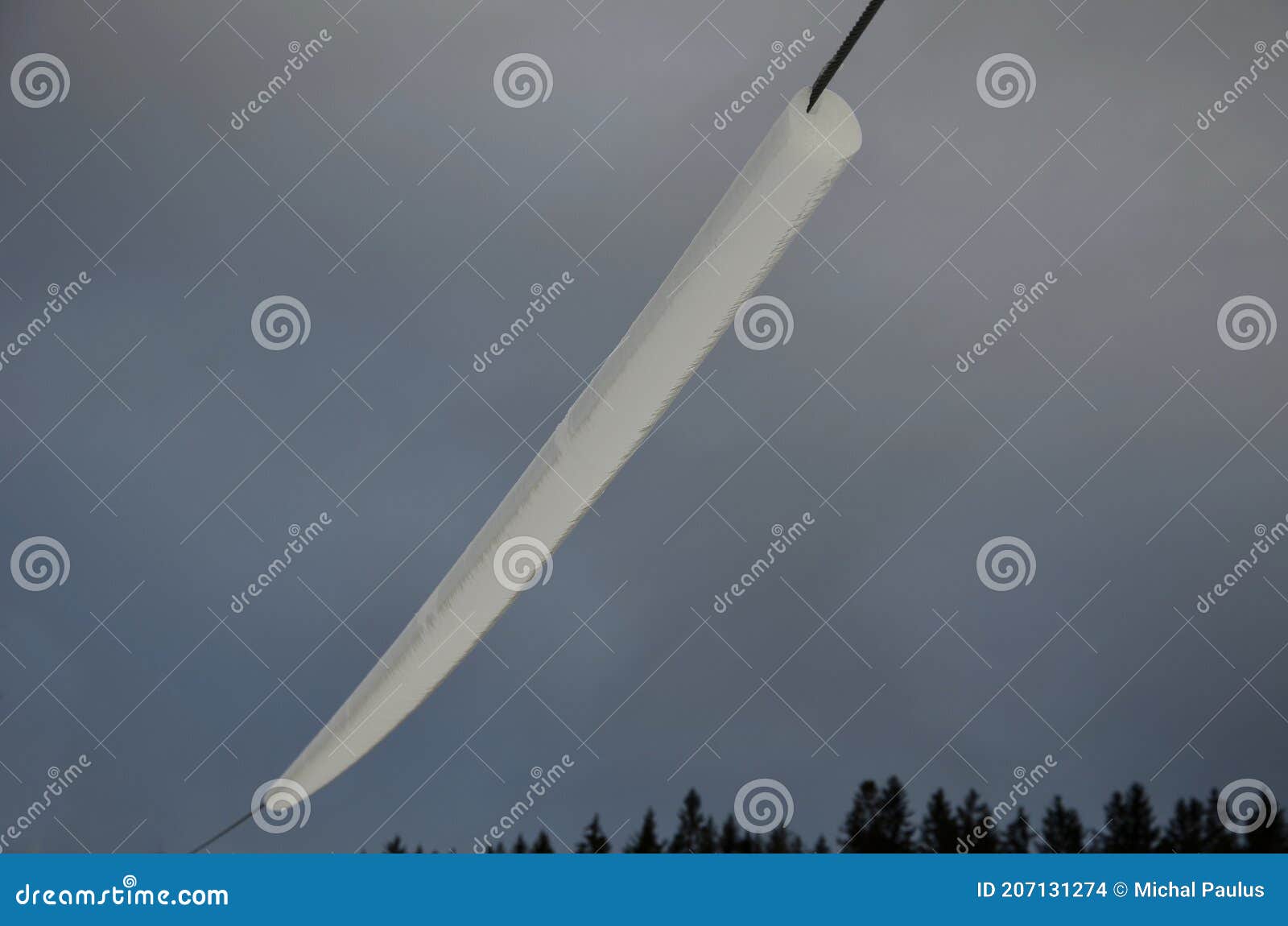 Power Lines Frozen by a Large Layer of Ice in the Shape of a Cylinder ...