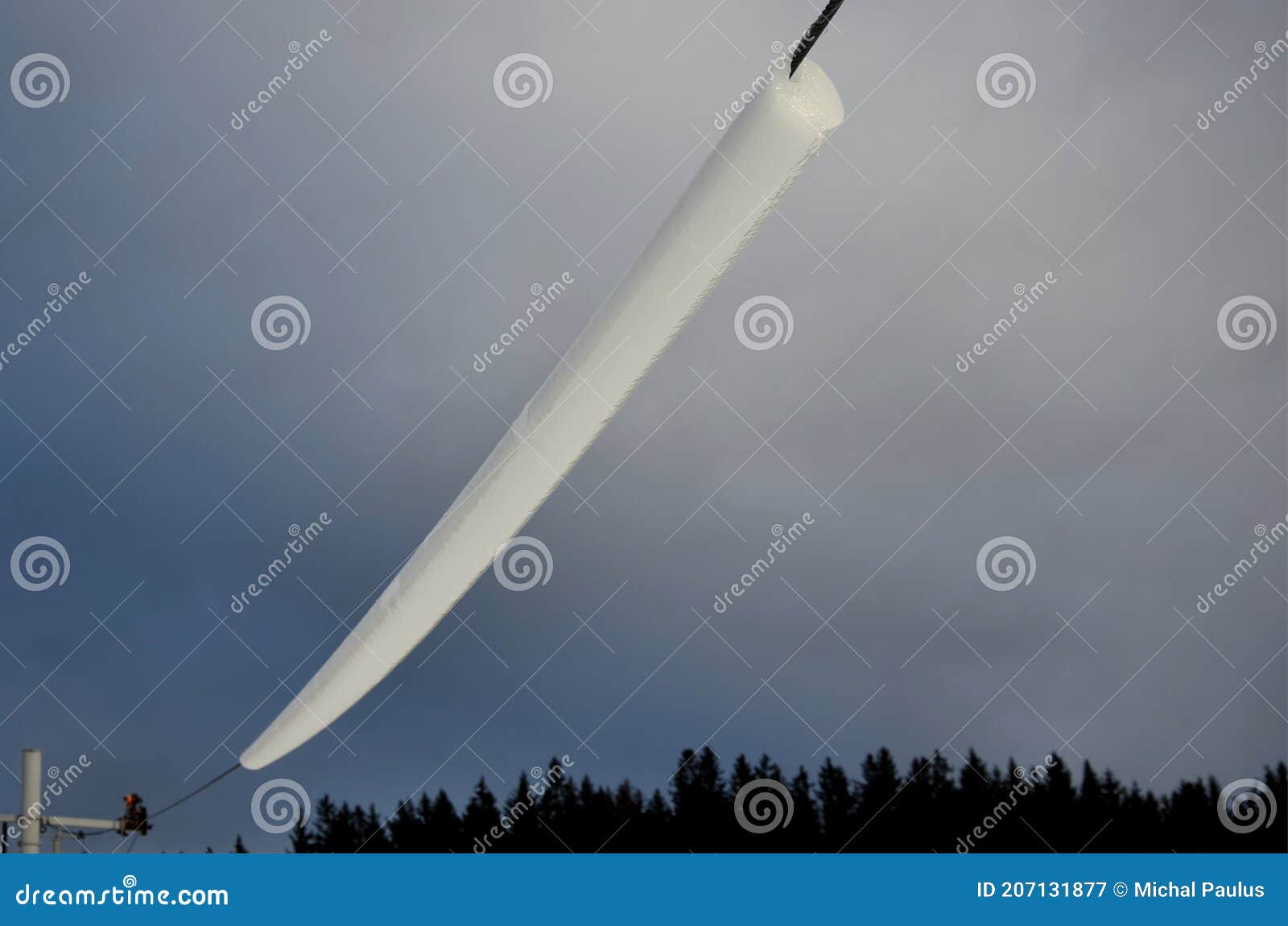 Power Lines Frozen by a Large Layer of Ice in the Shape of a Cylinder ...