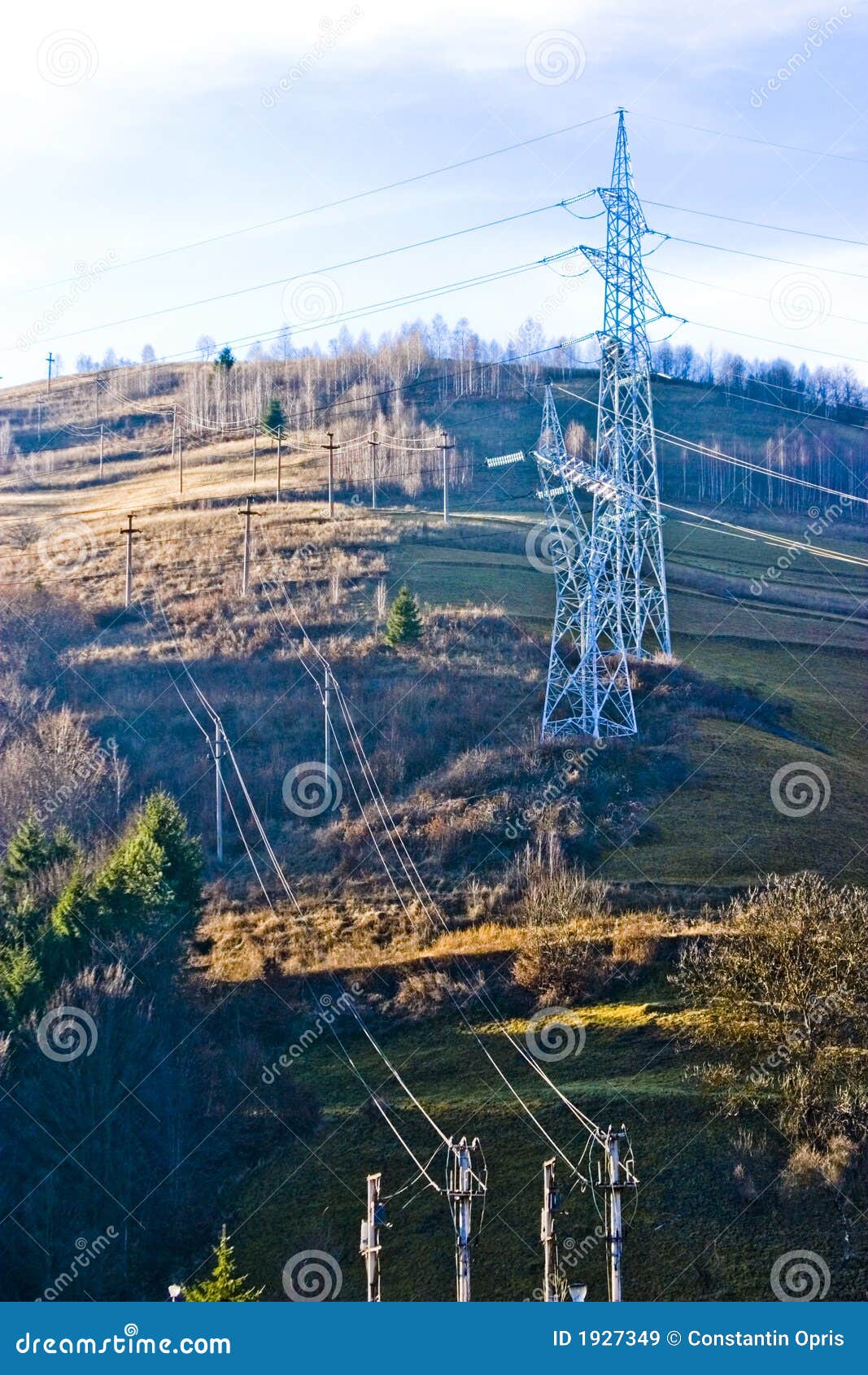 Power Lines on hill stock image. Image of developed, countryside - 1927349