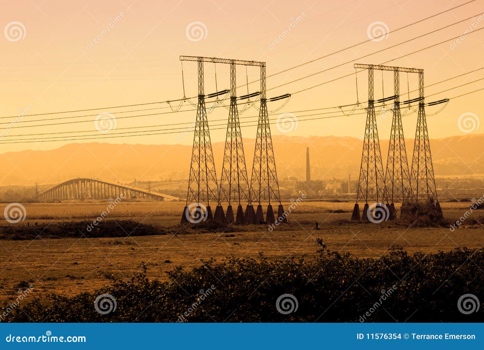 Power Lines Industrial Silhouette Stock Photo - Image of urban, line ...