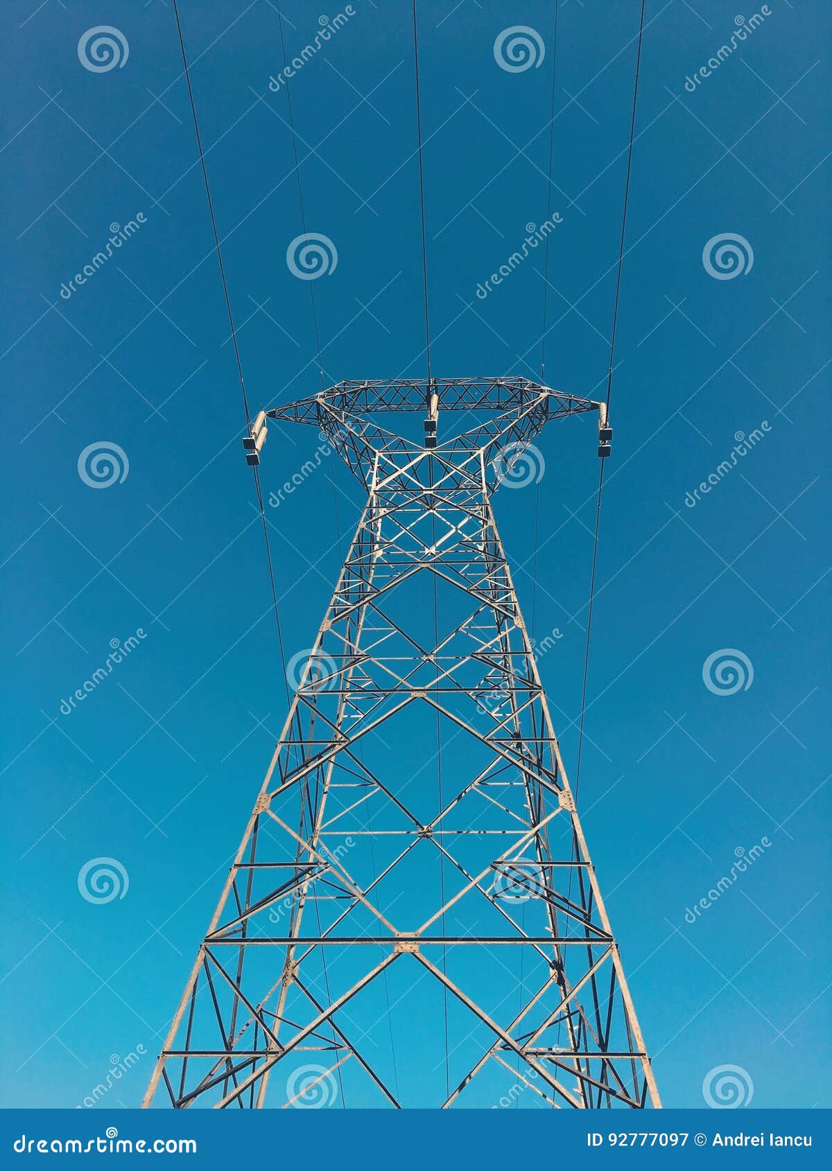 Power lines stock image. Image of pole, cables, metal - 92777097
