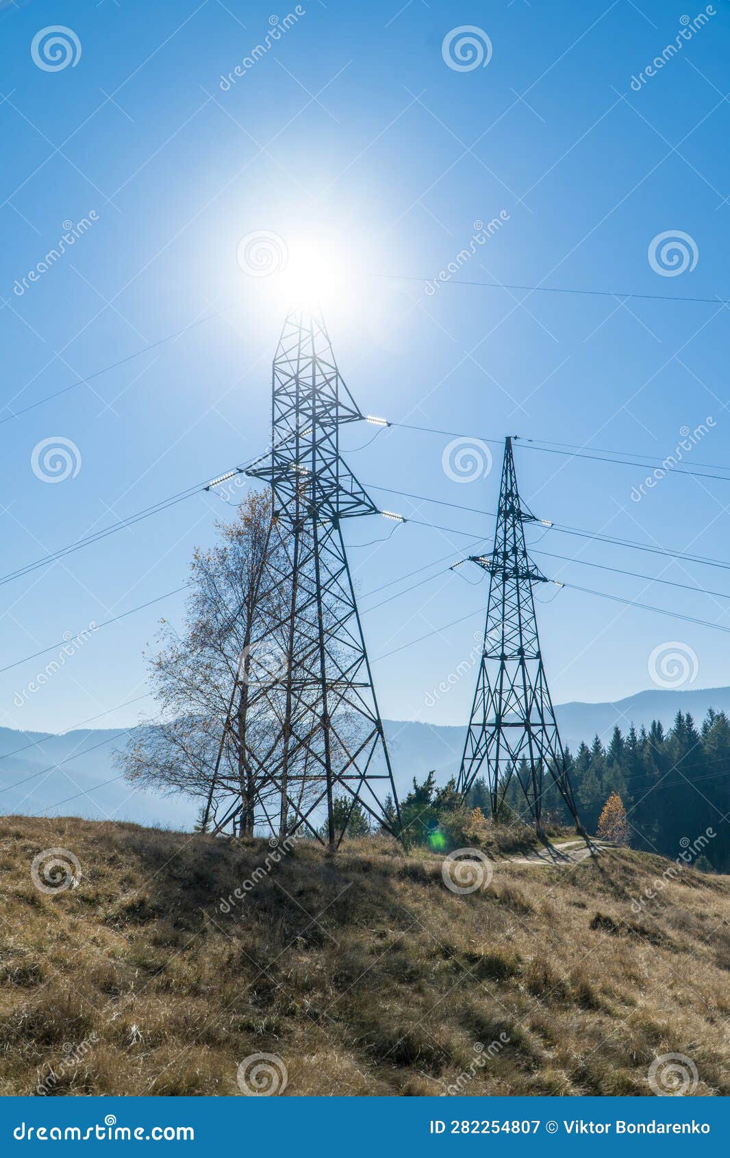 Power Lines in the Mountains Stock Image - Image of metal ...