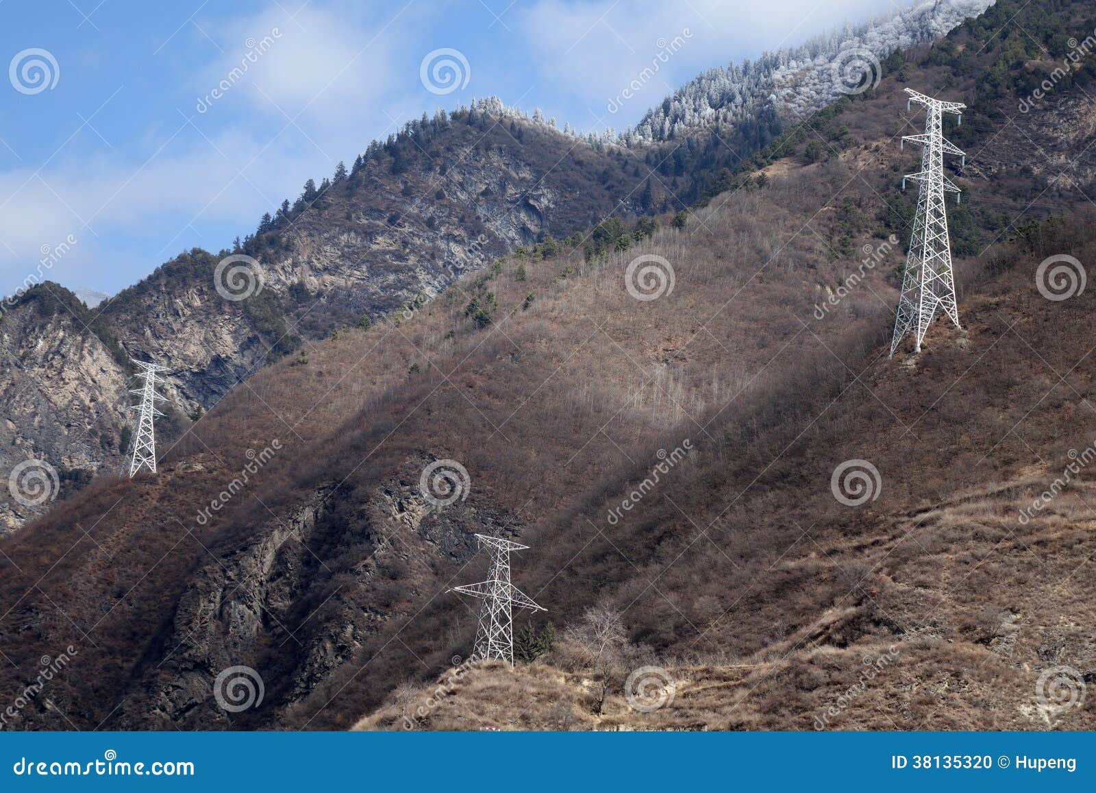 Power Lines in the Mountains Stock Photo - Image of connection, consume ...