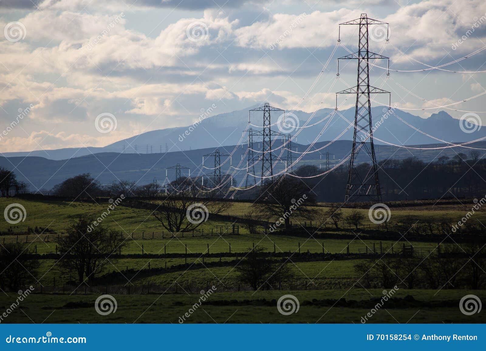 Power Lines, Paisley, Scotland, UK Stock Photo - Image of illuminated ...