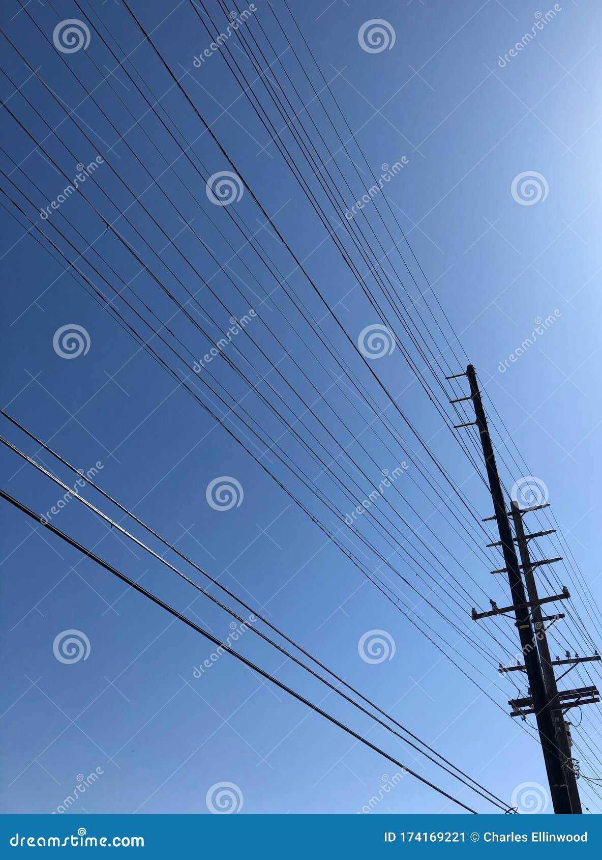 Power Lines and Power Poles Stock Image - Image of clear, poles: 174169221