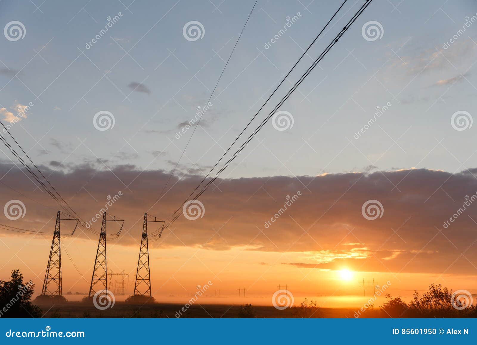 Power lines on purple sky stock photo. Image of generator - 85601950
