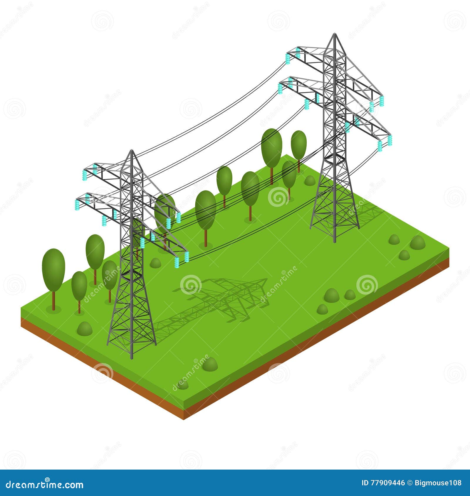 Power Lines Pylons. Vector stock illustration. Illustration of ecology ...