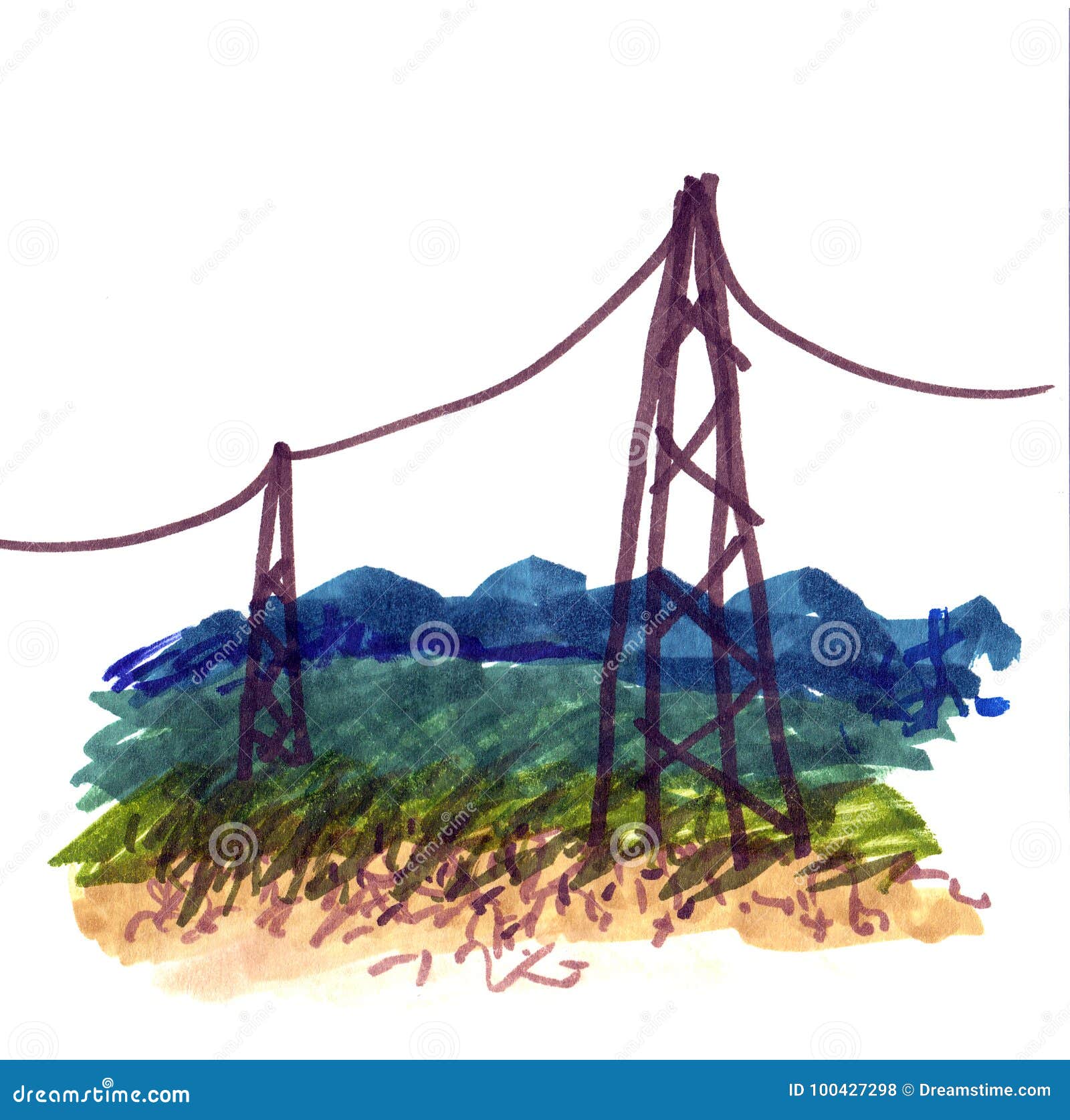 Power lines stock illustration. Illustration of electricity - 100427298