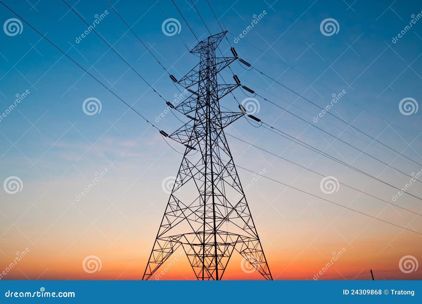 Power lines on the sky stock photo. Image of high, cable - 24309868