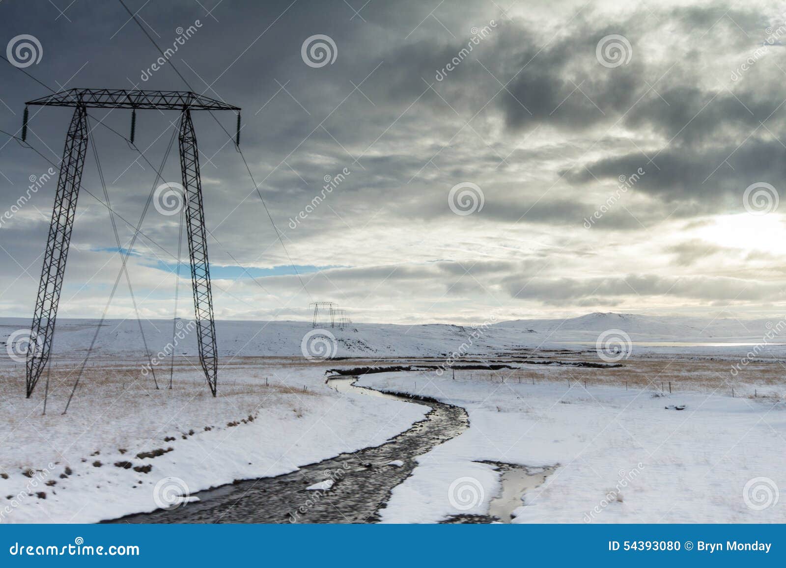 Power Lines in Snow stock photo. Image of white, nature - 54393080