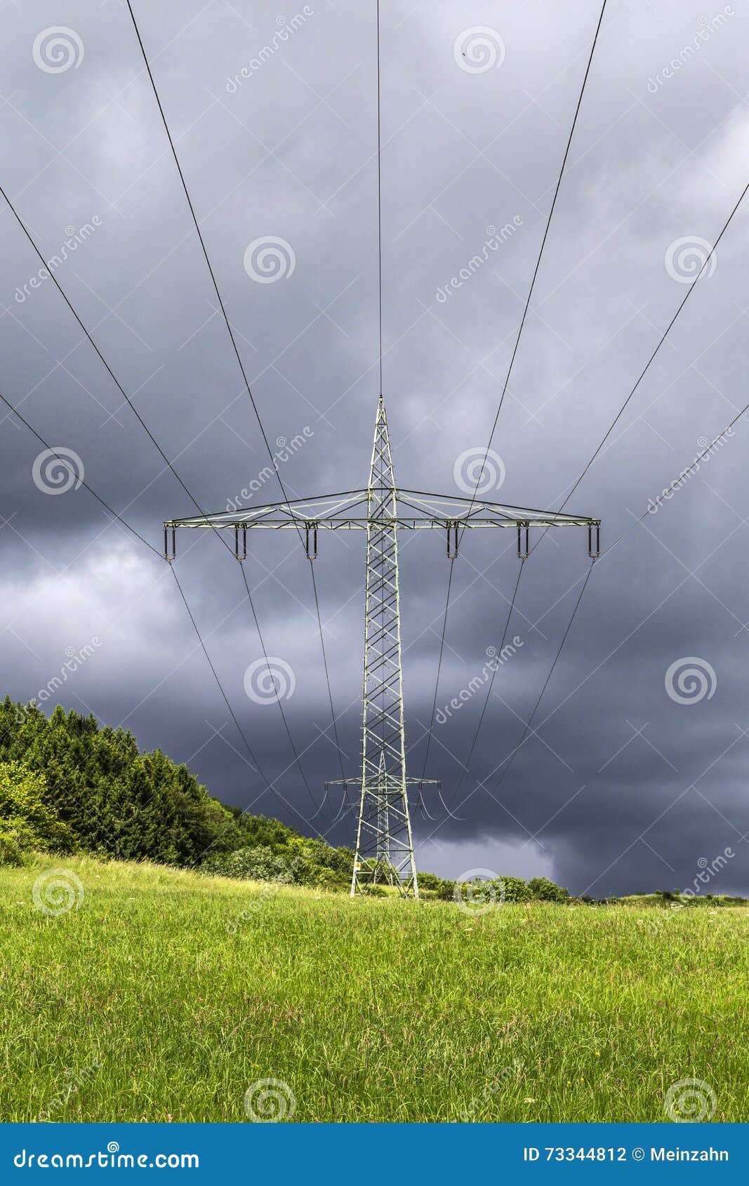 Power Lines with Storm Clouds Stock Photo - Image of charge, grid: 73344812