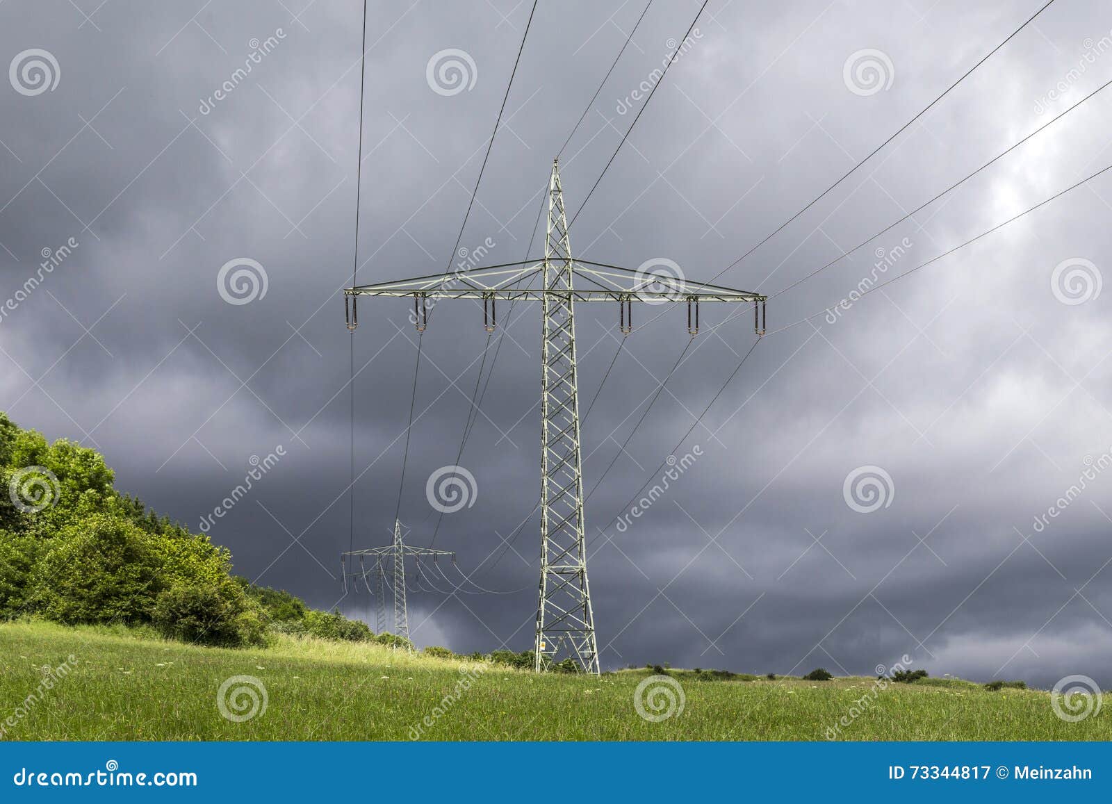 Power Lines with Storm Clouds Stock Image - Image of cloud, grid: 73344817