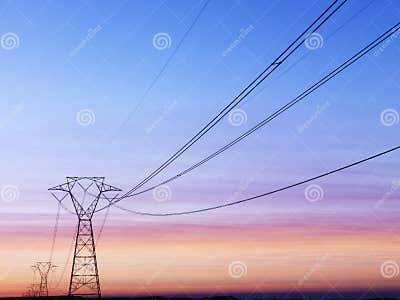 Power Lines at Sunset stock photo. Image of blue, horizontal - 12959612