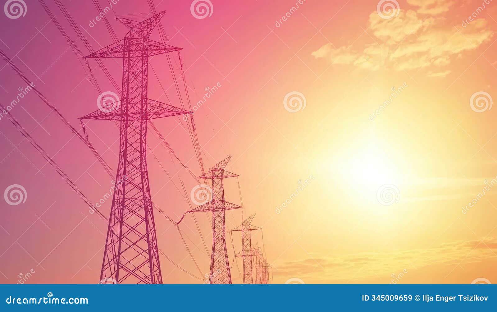Power Lines at Sunset Energy Grid, Electricity Transmission and ...