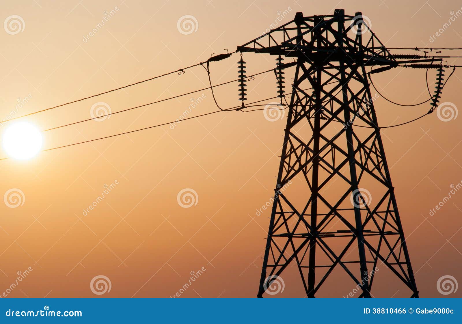 Power lines sunset stock photo. Image of line, power - 38810466