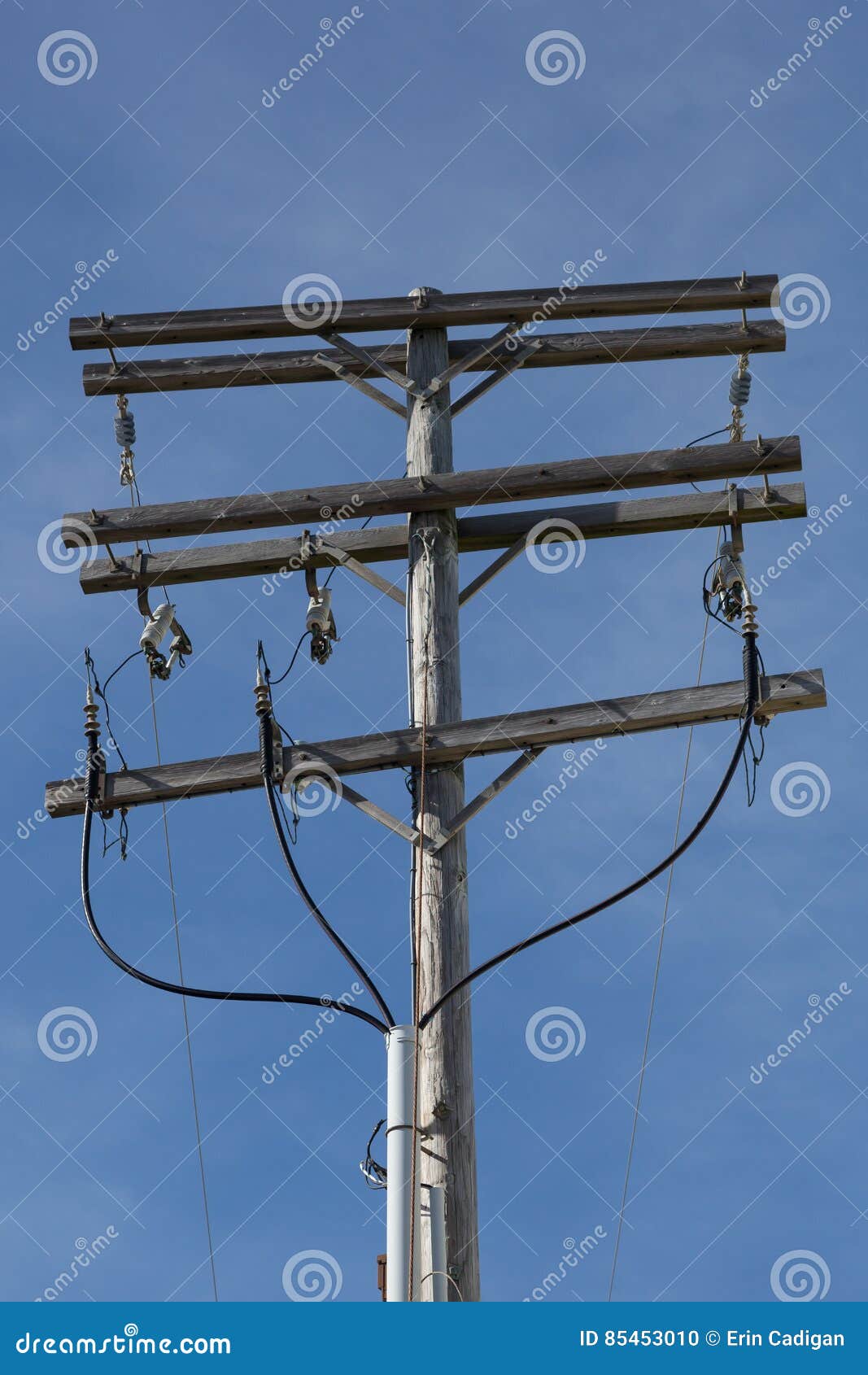 Power Lines on Telephone Pole Stock Photo - Image of industry, conduit ...