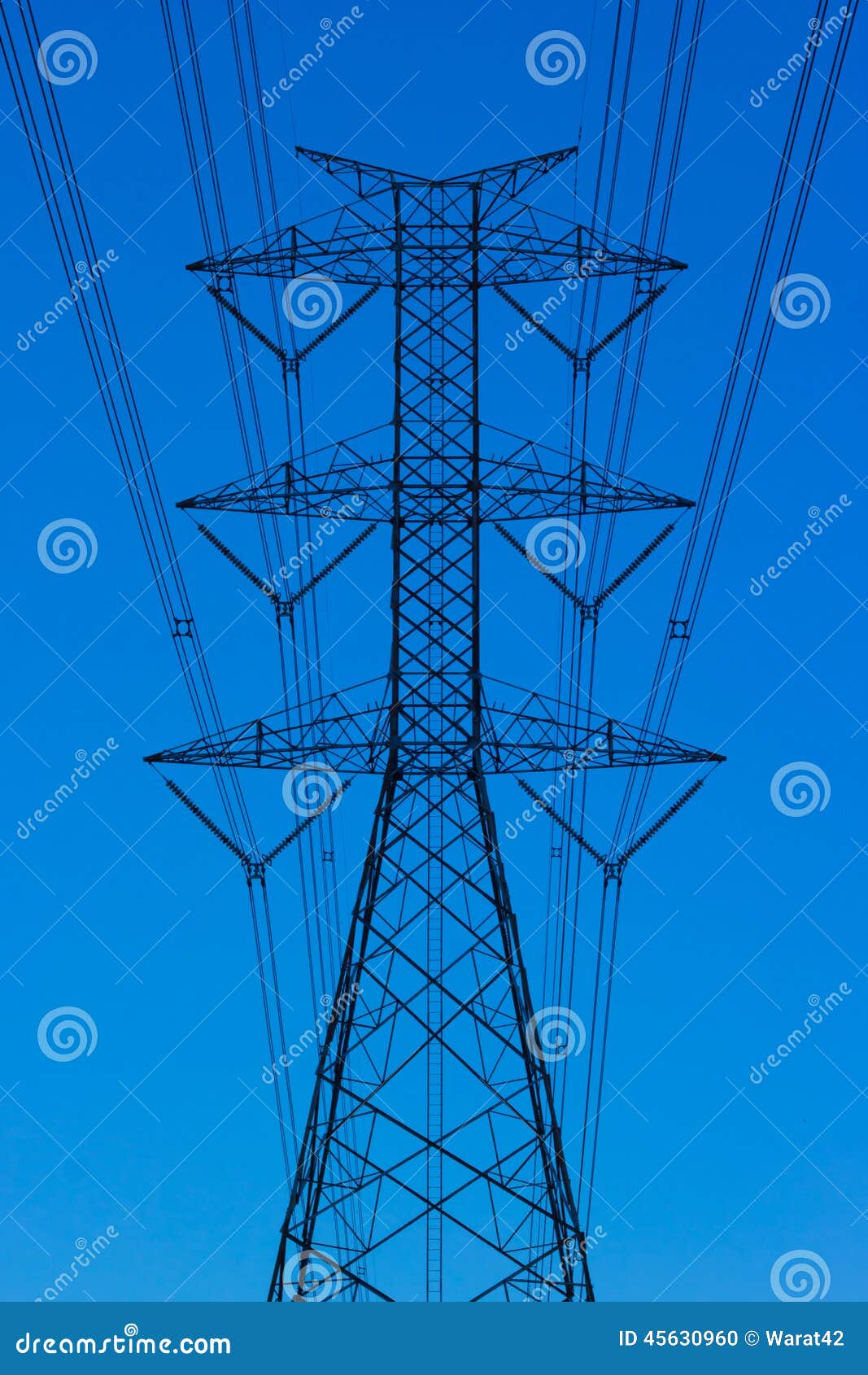 Power Lines Towers Sky Background Stock Photo - Image of background ...