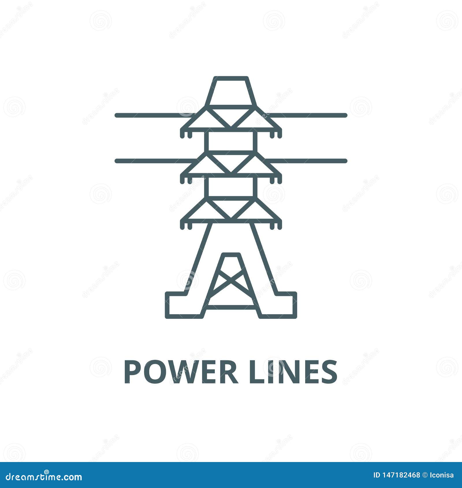 Power Lines Vector Line Icon Linear Concept Outline Sign Symbol Stock Vector Illustration