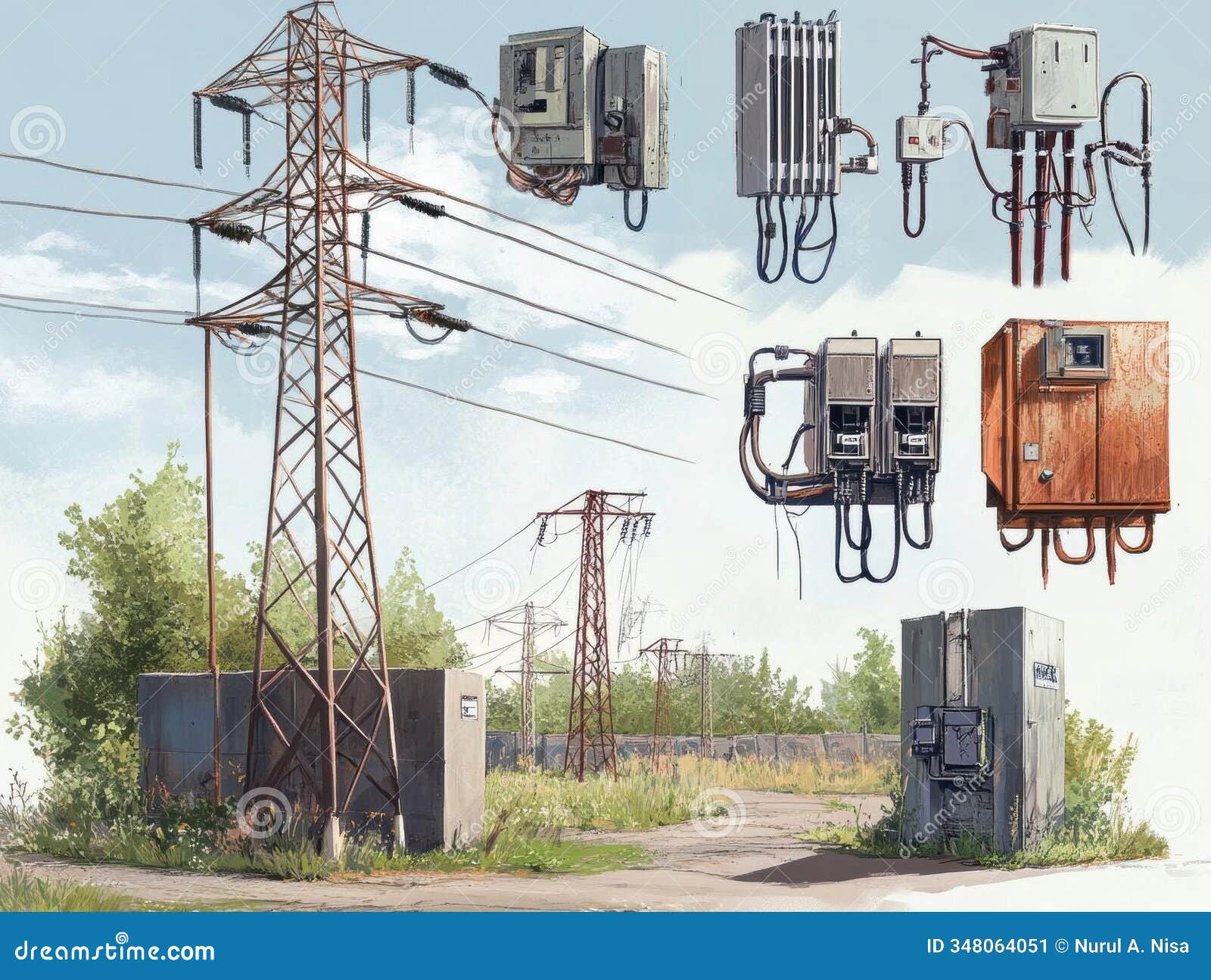 Power Lines, a Visual Guide To Electrical Infrastructure Stock Image ...