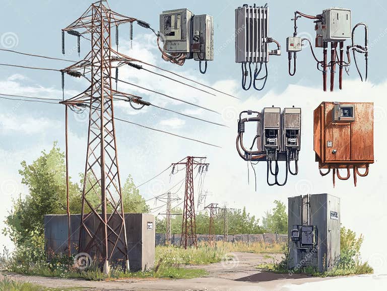 Power Lines, a Visual Guide To Electrical Infrastructure Stock Image ...
