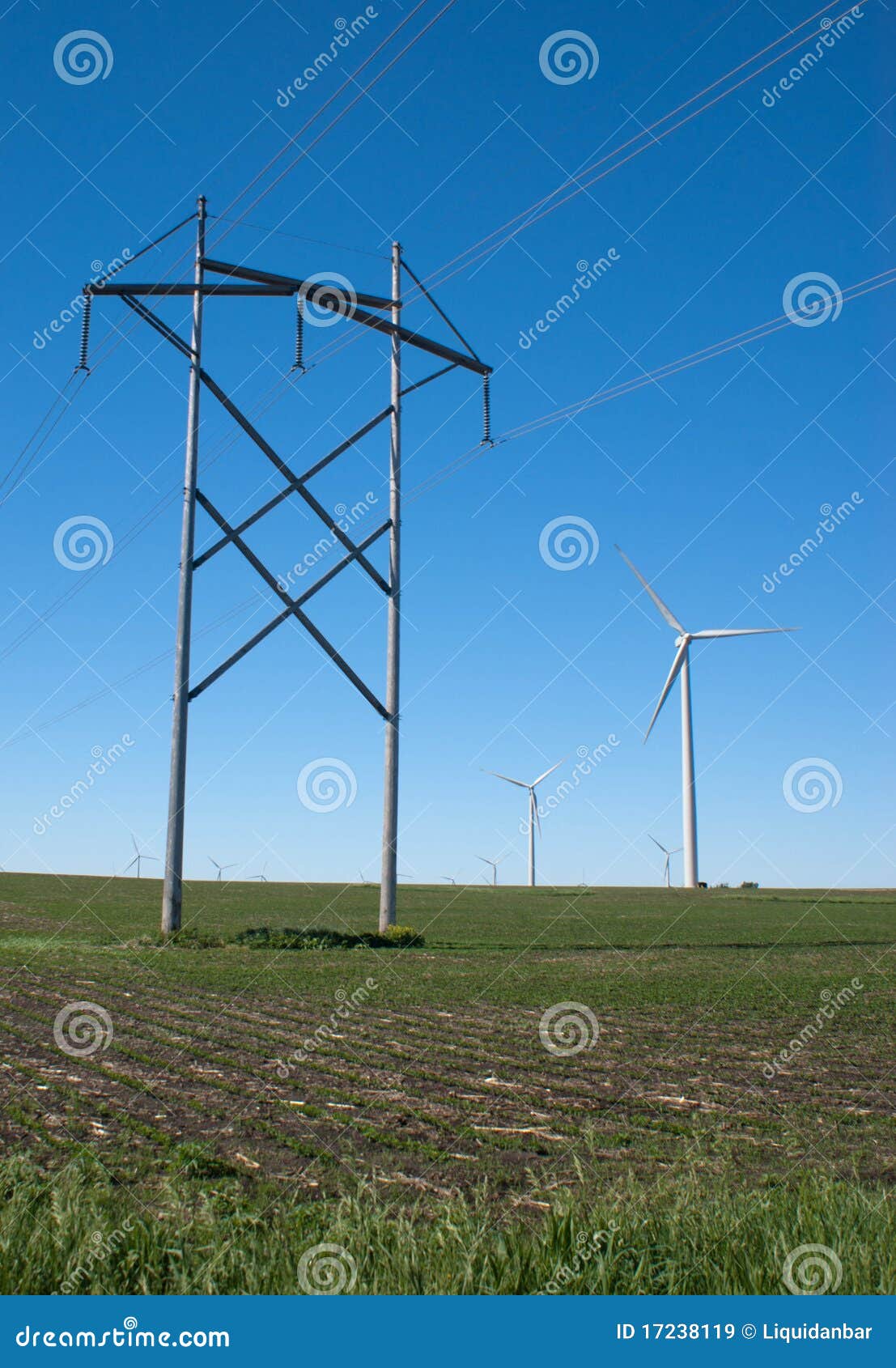 Power Lines and Wind Turbines Stock Image - Image of generate, electric ...