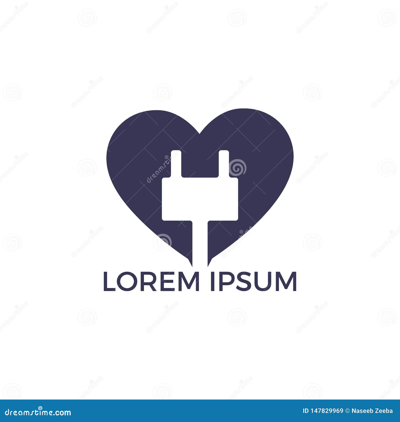 Electrical Plug Heart Shape Vector Logo Design. Stock Vector ...