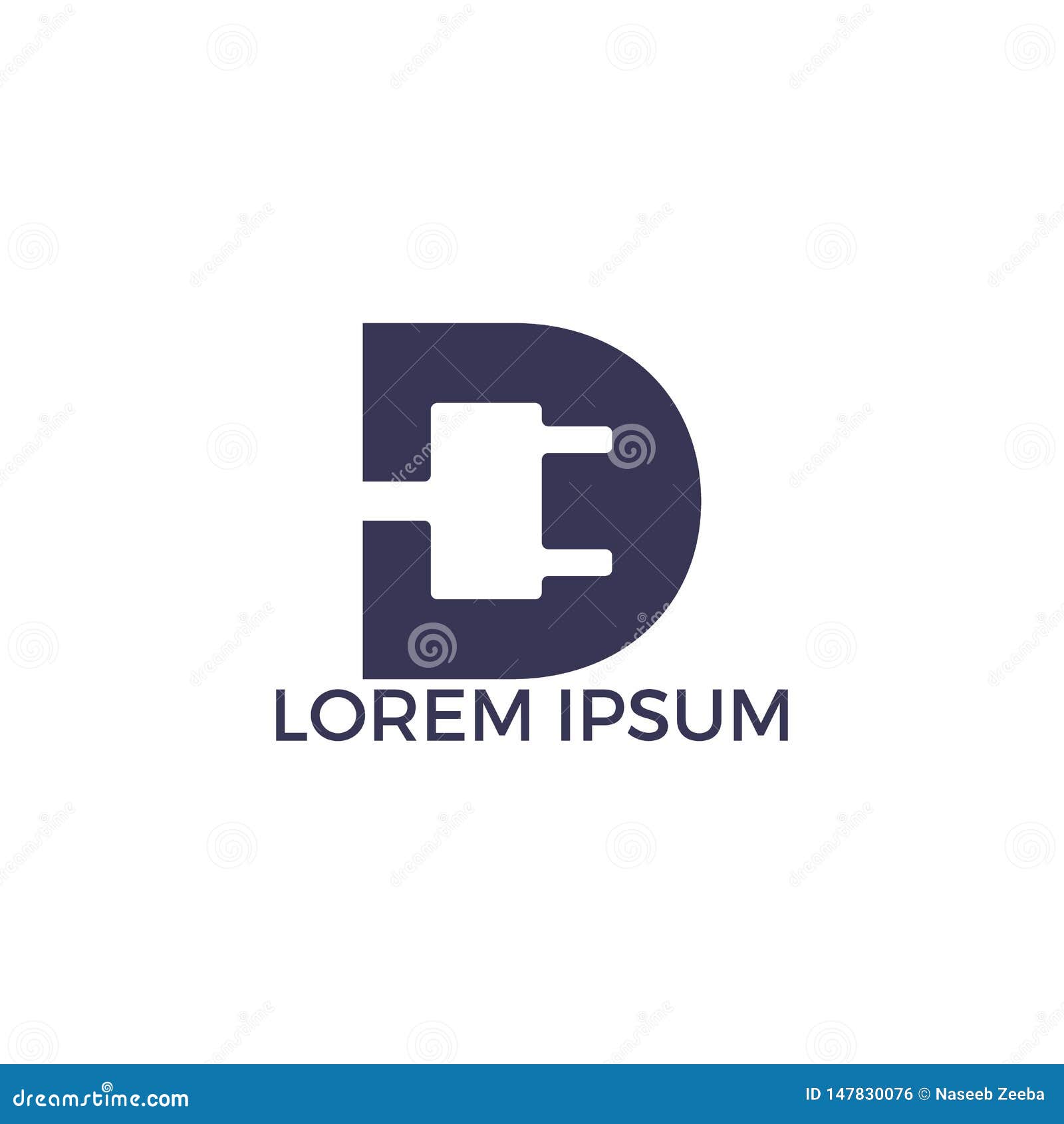 Letter D Electricity Plug Vector Logo Design. Stock Vector ...