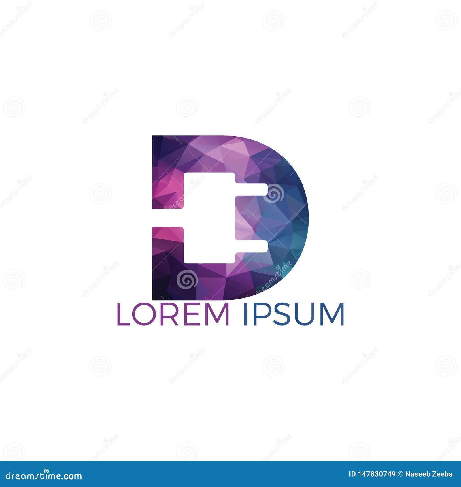 Letter D Electricity Plug Vector Logo Design. Stock Vector ...