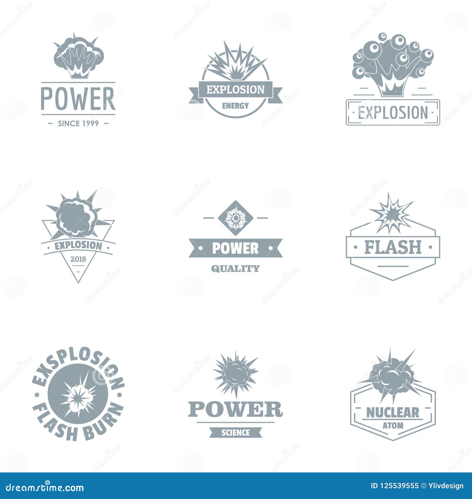 Power Logo Set, Simple Style Stock Illustration - Illustration of ...