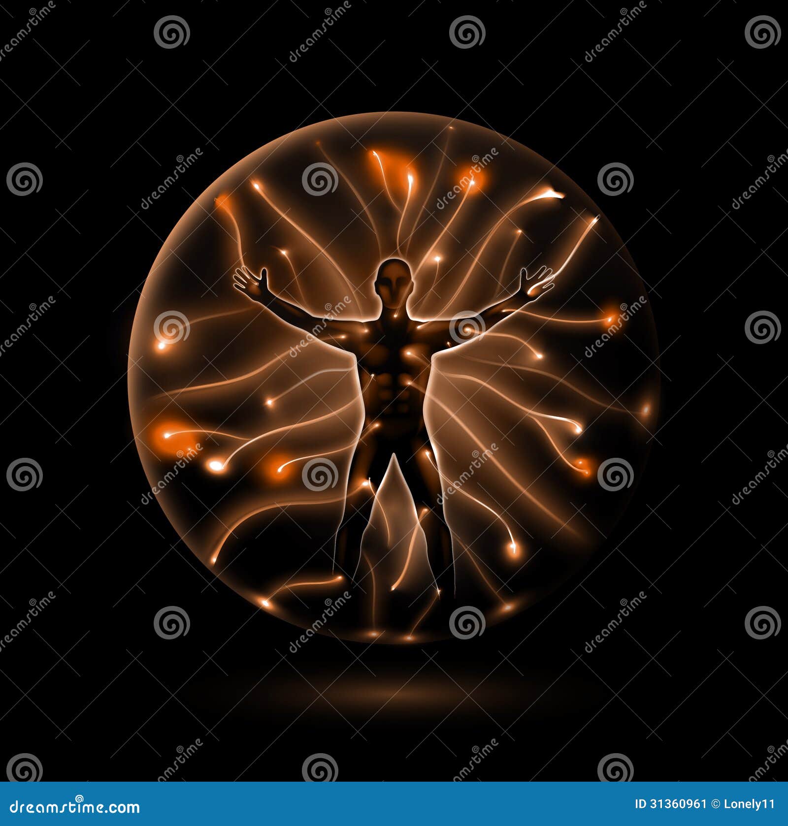 Power man stock vector. Illustration of male, line, energy - 31360961