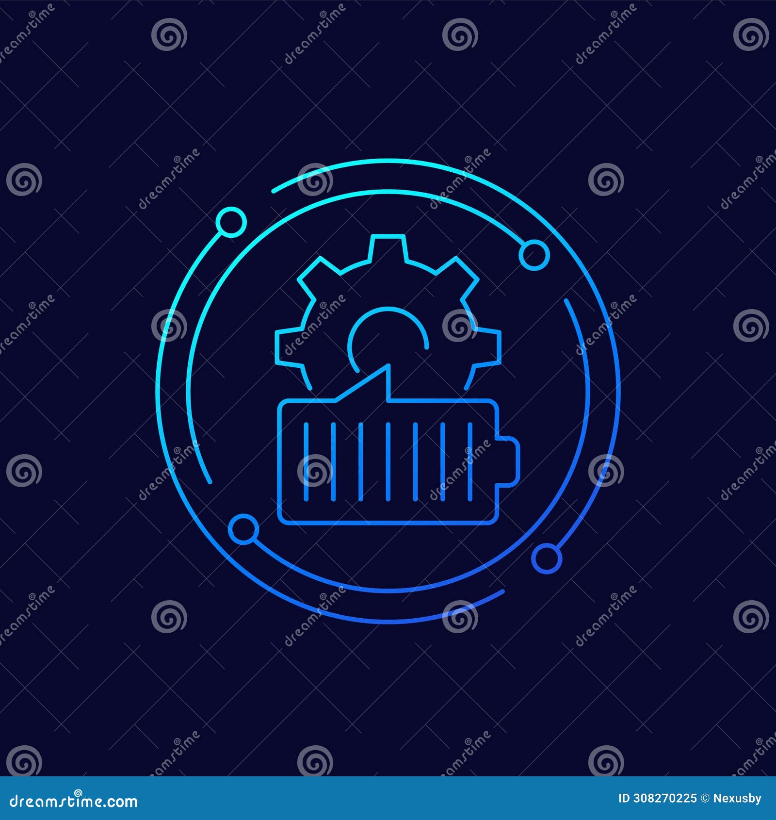 Power Management Icon with a Battery, Line Design Stock Illustration ...