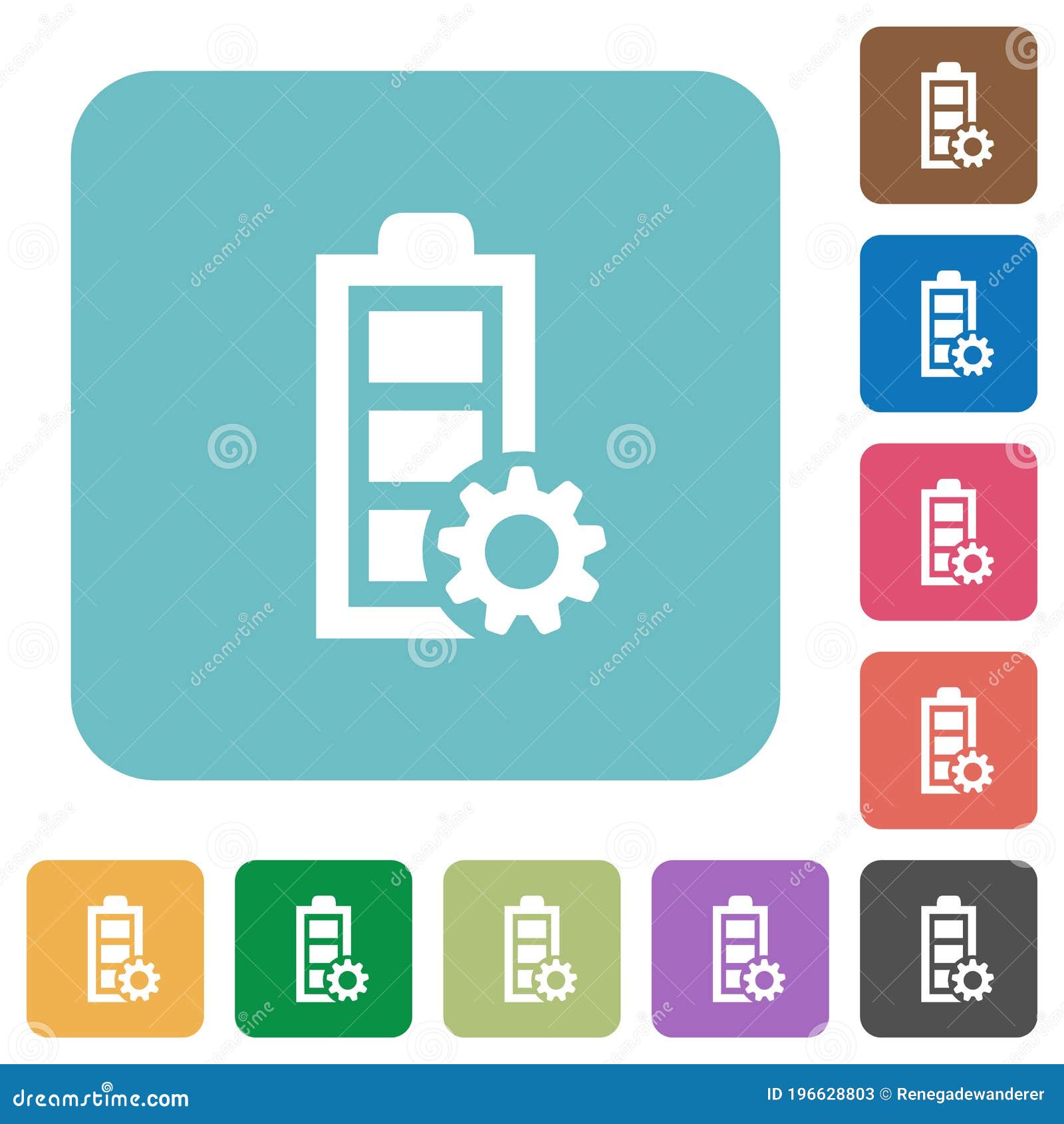 Power Management Rounded Square Flat Icons Stock Vector - Illustration ...