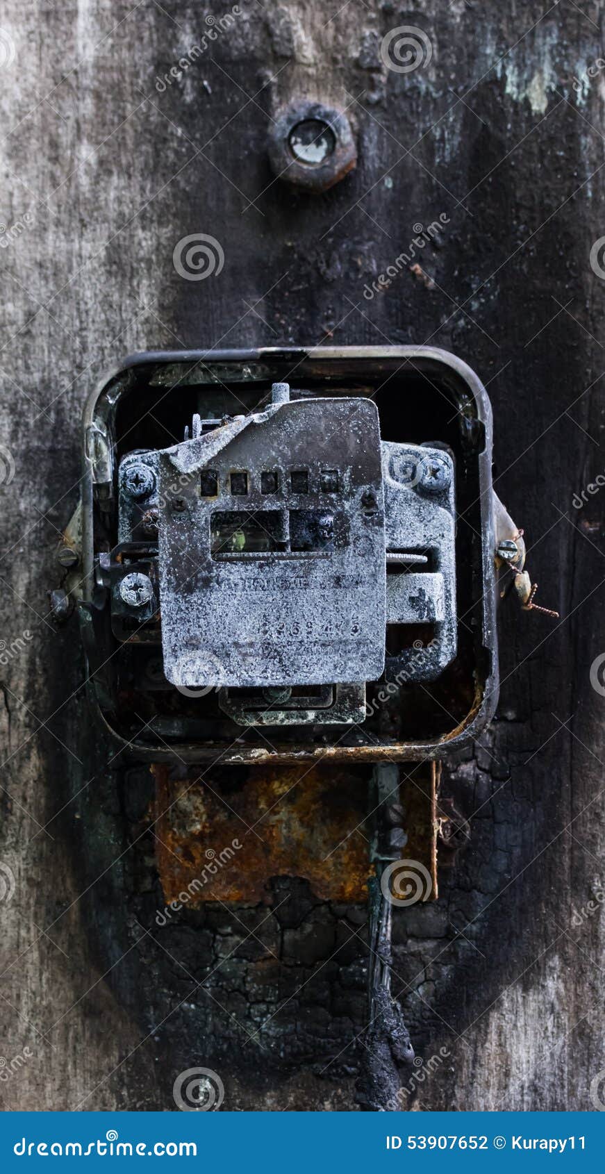 Power meter burned stock photo. Image of utility, circuit - 53907652