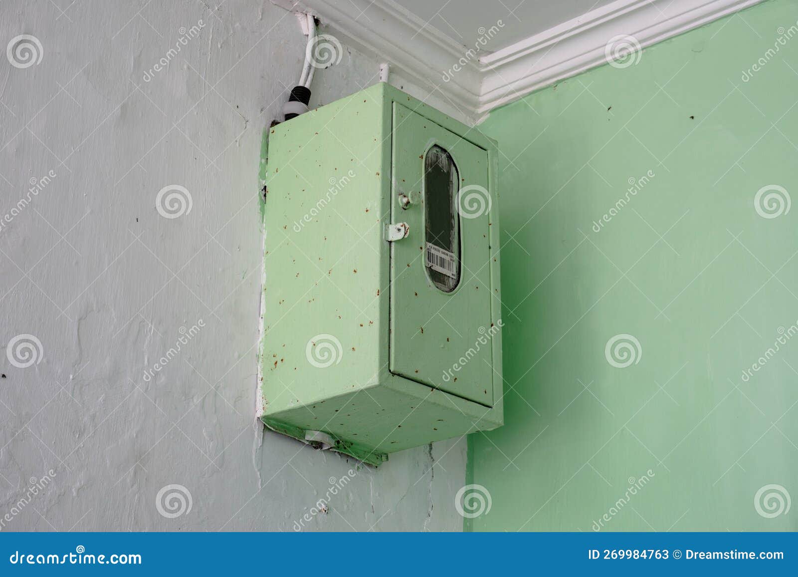 Old Power Meter with Green Tosca Box Stock Image - Image of window ...
