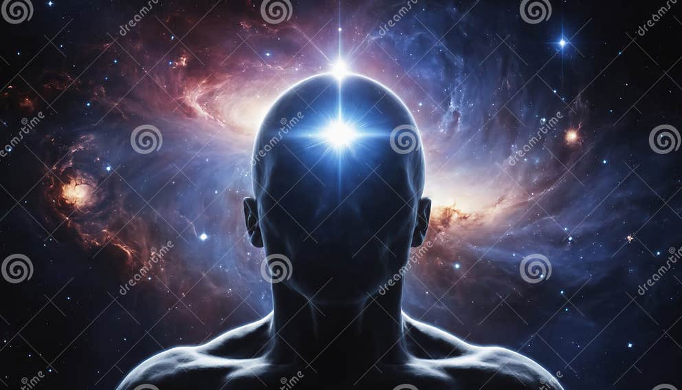 Power of Mind Concept. Man Explore the Secrets of the Universe Stock ...