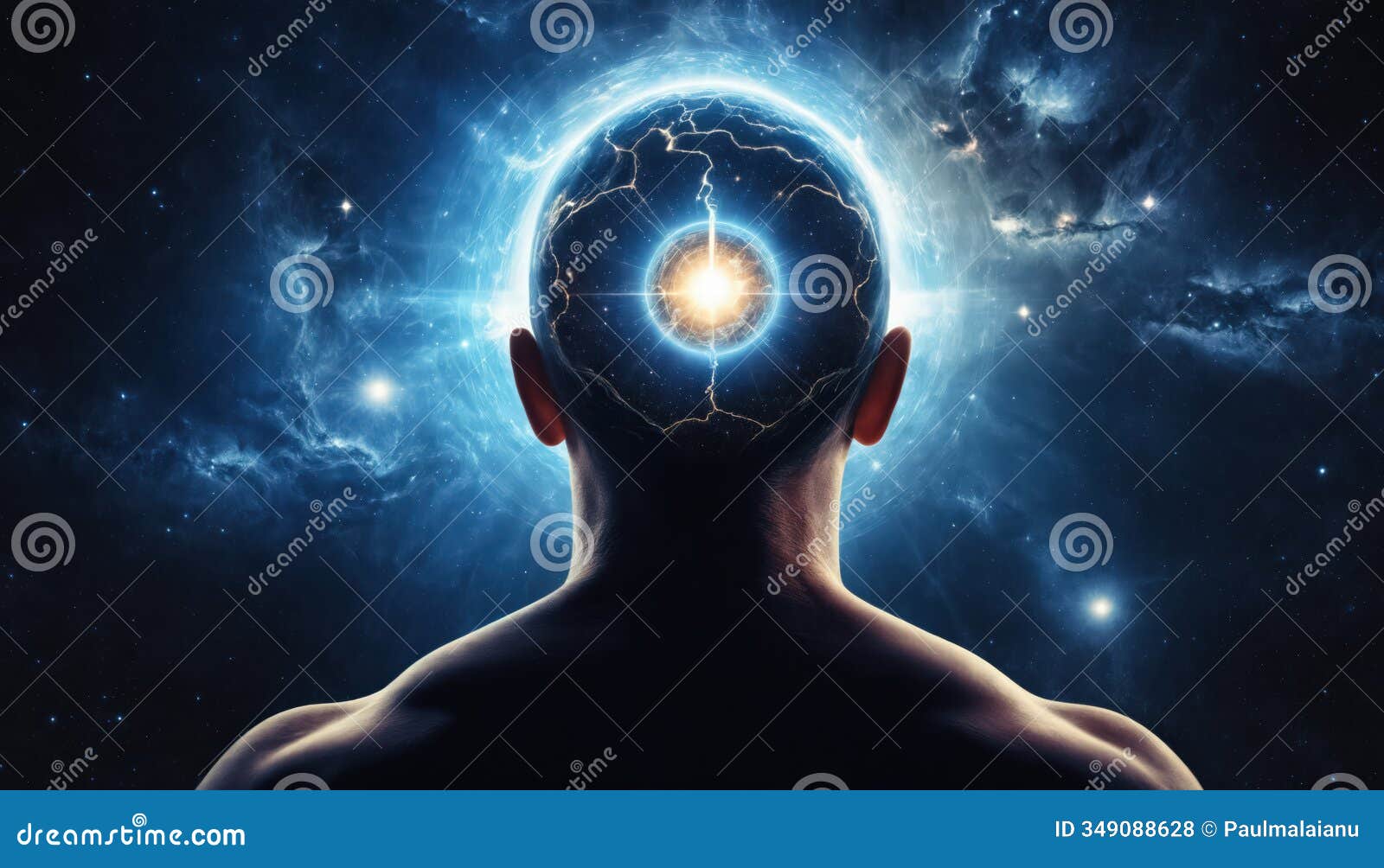 Power of Mind Concept. Man Explore the Secrets of the Universe Stock ...