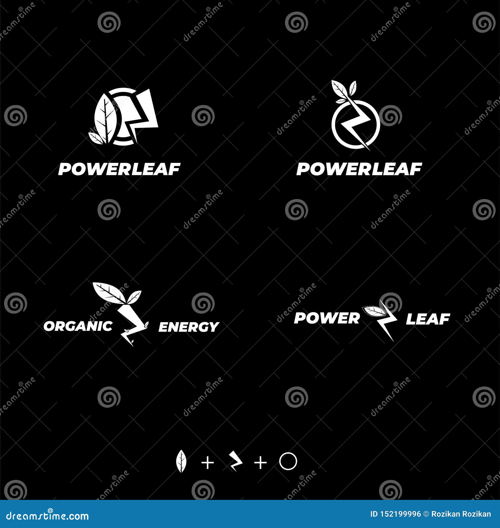 Power Natural Logo Design Leaf, Circle and Thunder Stock Vector ...