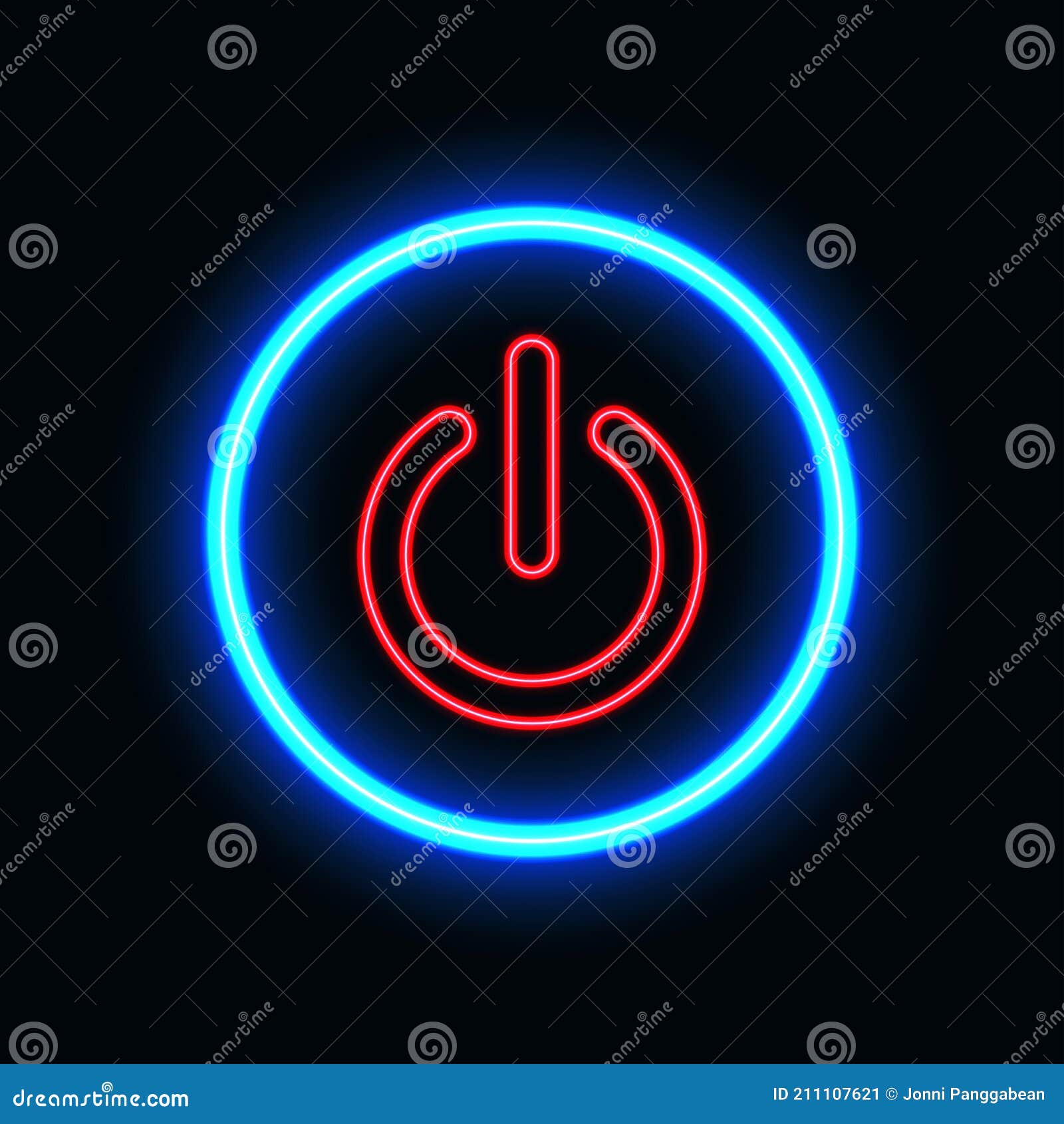 Power on Neon Icon for Website and UI Material. Vector Illustration ...