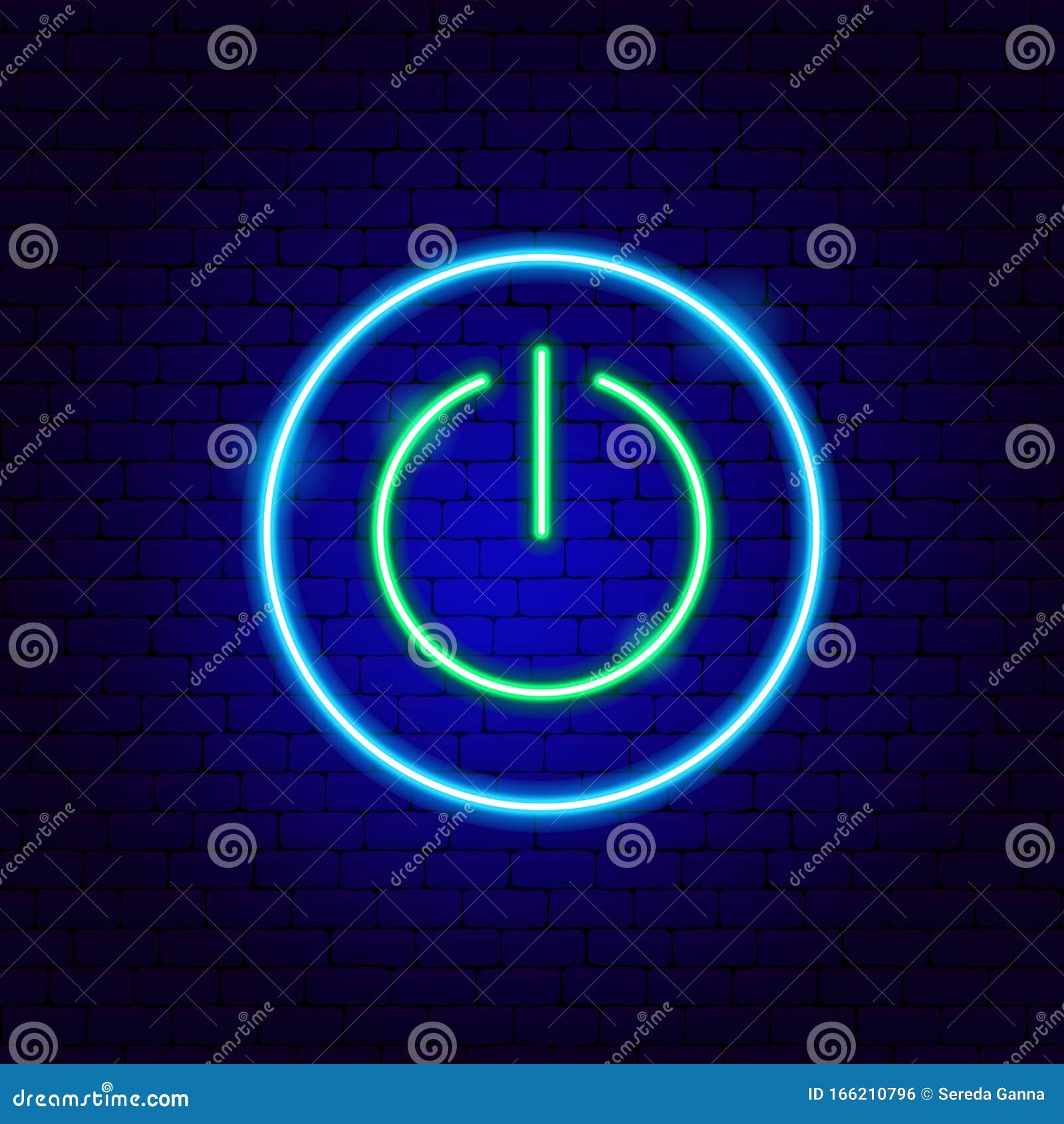 Power on Neon Sign stock vector. Illustration of power - 166210796