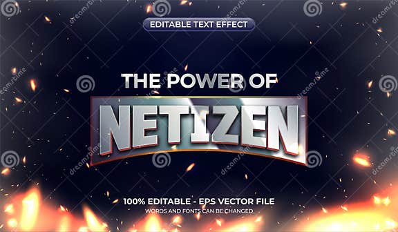 The Power of Netizen Text with Steel Effect Stock Illustration ...