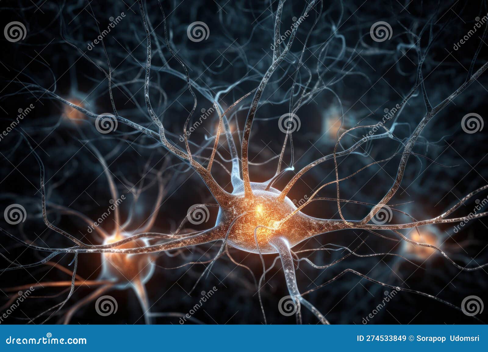 The Human Brain is Illustrated with Active Nerve Cells Stock ...