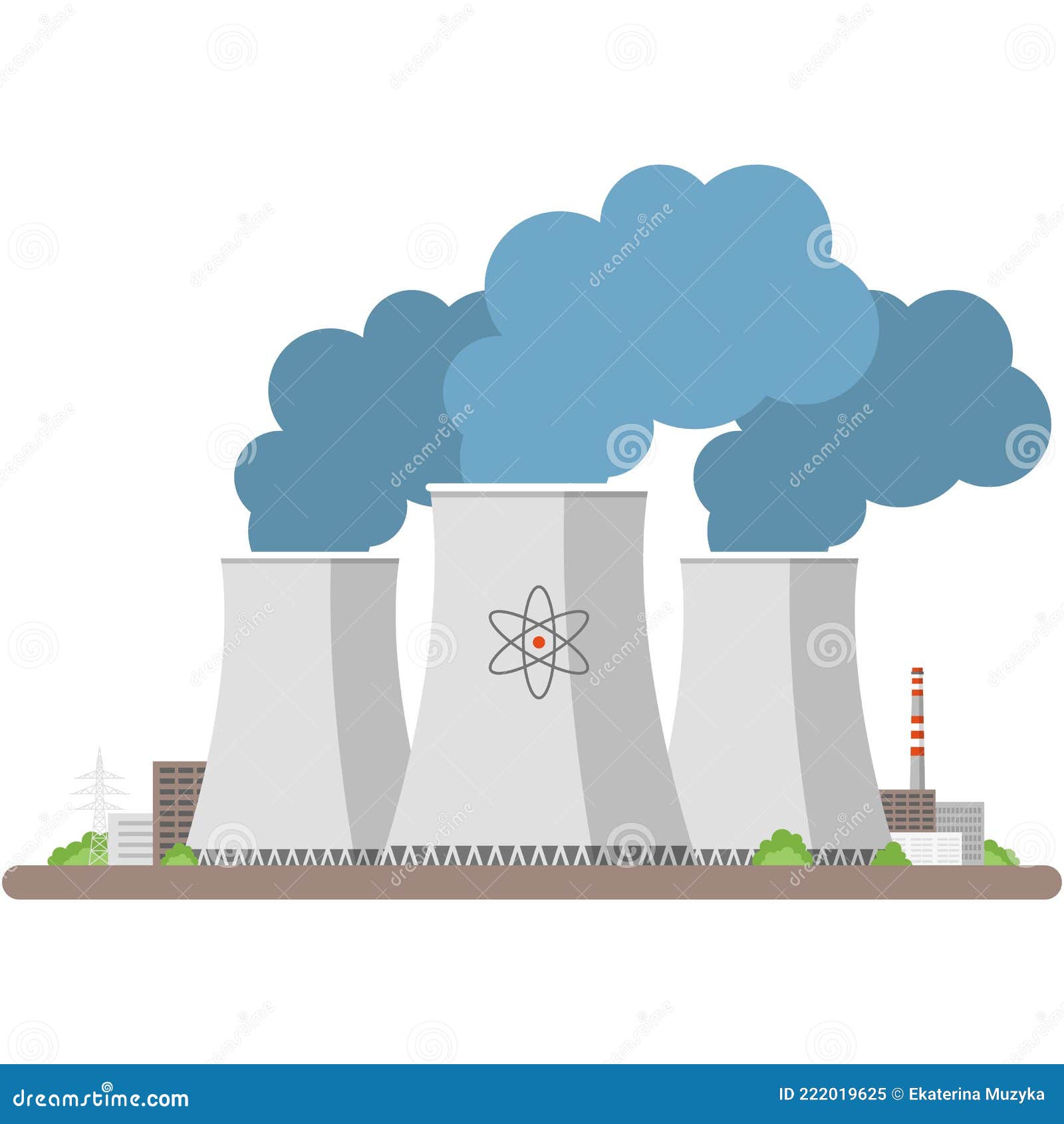 Power Nuclear Plant Vector Energy Station Icon Stock Vector