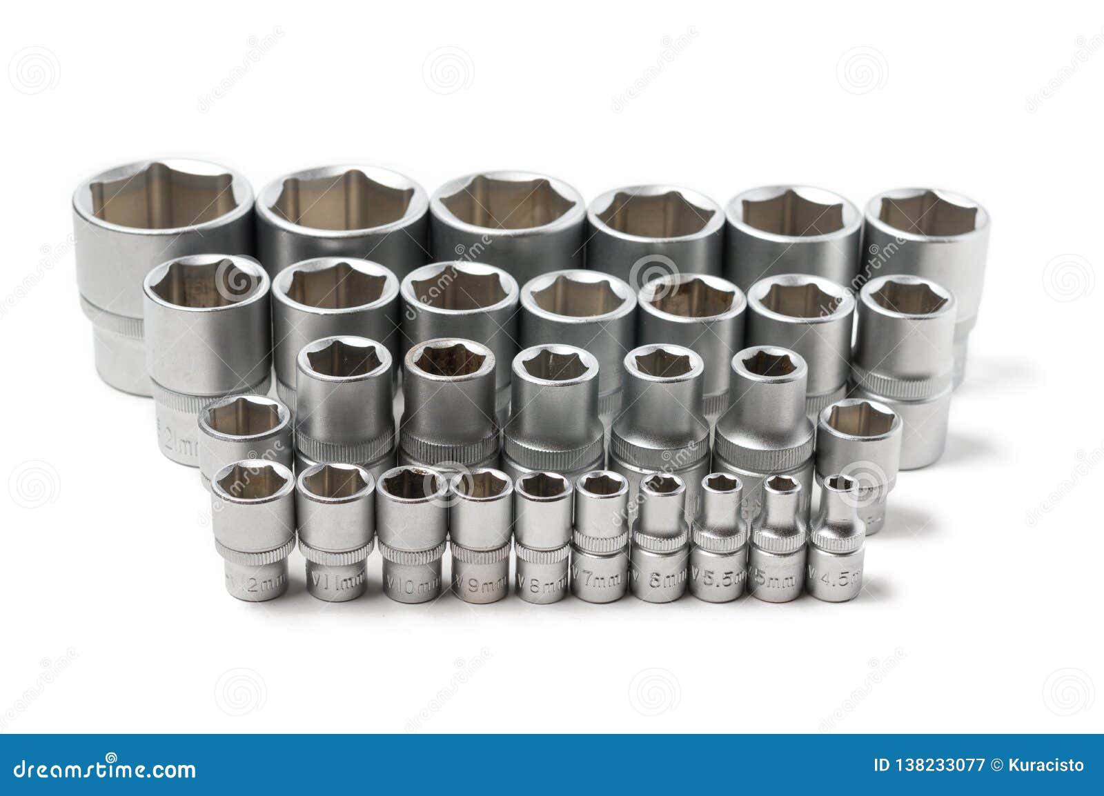 Power Nut Socket Set Arranged in a Row Stock Image - Image of work ...