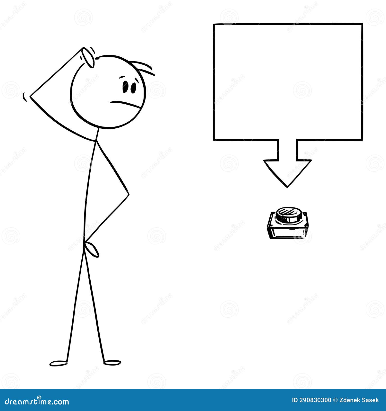 Power Off Switch, Vector Cartoon Stick Figure Illustration Stock Vector ...